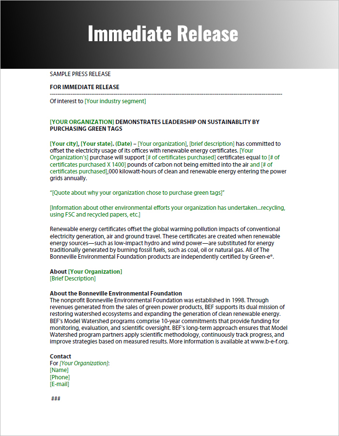 Press Release Templates Free Word, PDF, Doc Formats