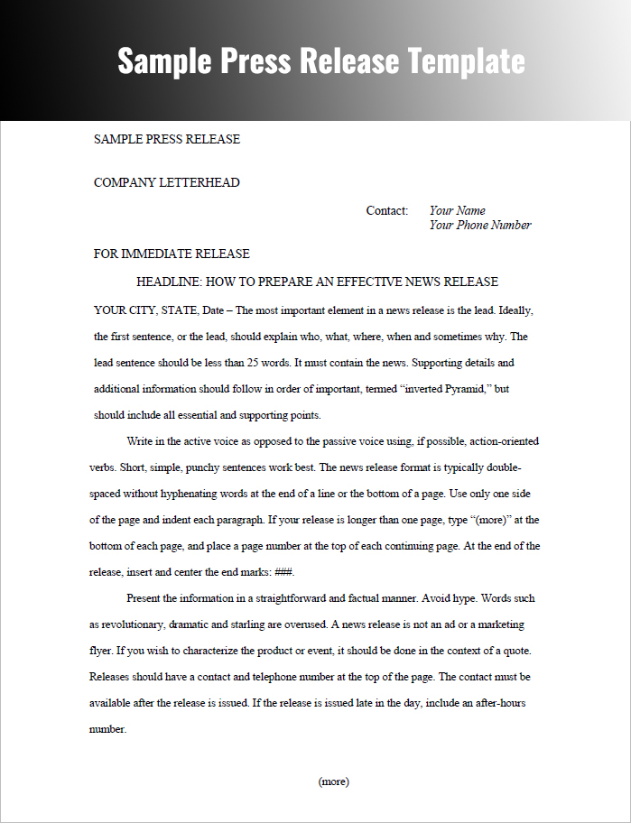 Press Release Templates Free Word, PDF, Doc Formats