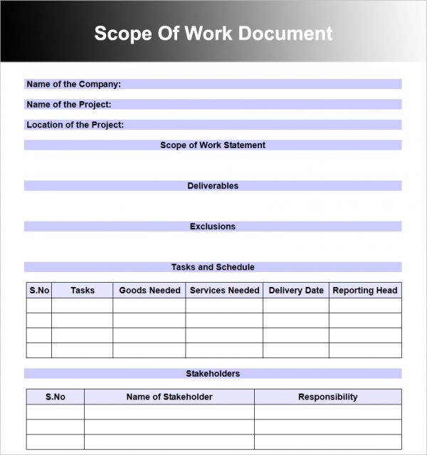 10+ Scope Of Work Templates Free Word, PDF, Excel, Doc Formats