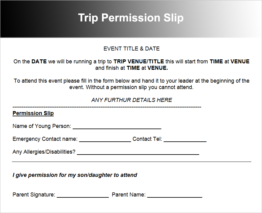36+ Permission Slip Templates Free PDF, Doc Formats