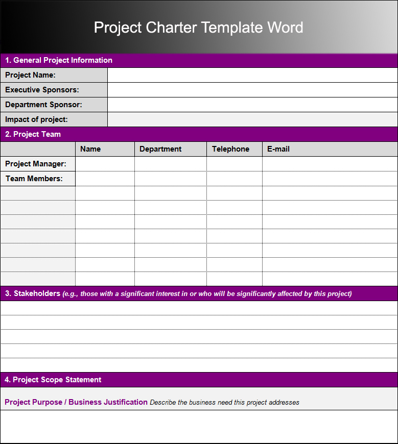 8+ Project Charter Templates Free Word, PDF, Excel Formats