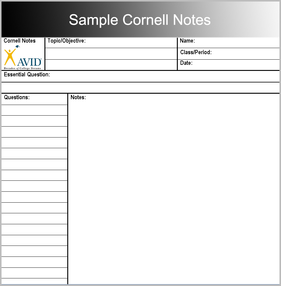 8+ Printable Cornell Notes Templates Free Word, PDF Format