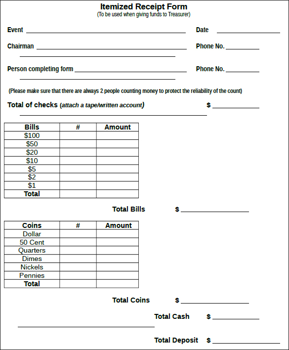12+ Printable Receipt Templates Free Word, Excel, PDF Formats