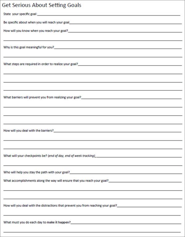 7+ Goal Setting Worksheets Free PDF, Excel Templates