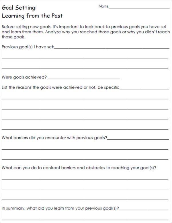 7+ Goal Setting Worksheets Free PDF, Excel Templates