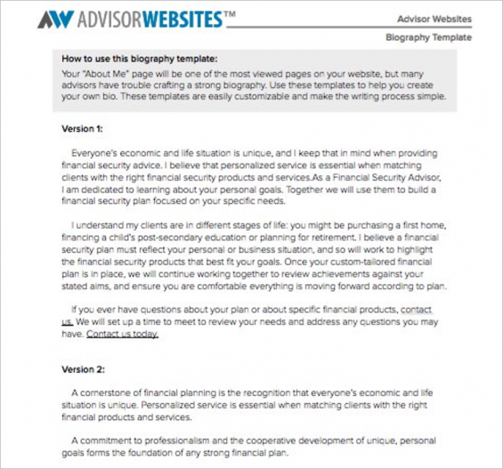 46+ Sample Biography Templates Free Word, Doc Examples