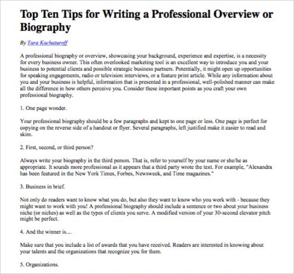 46+ Sample Biography Templates Free Word, Doc Examples