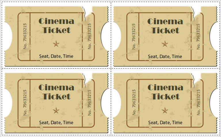 30+ Free Movie Ticket Templates Printable Word Formats