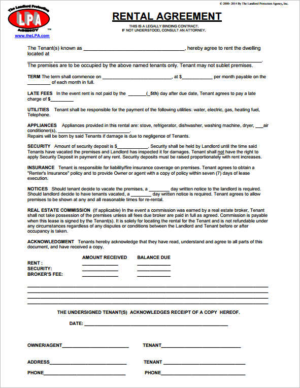 29+ Rental Agreement Forms Free Word, PDF Templates