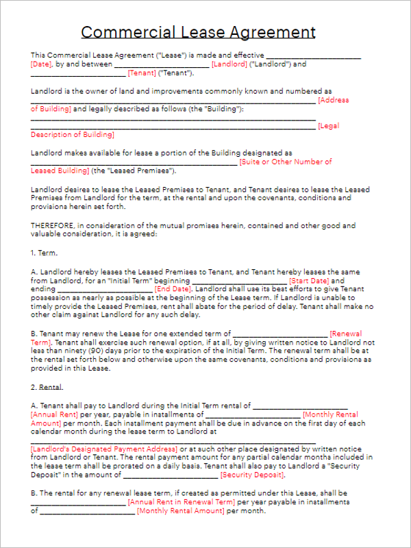 29+ Rental Agreement Forms Free Word, PDF Templates