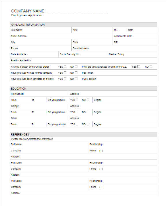 22+ Employment Application Form Template Free Word, PDF Formats
