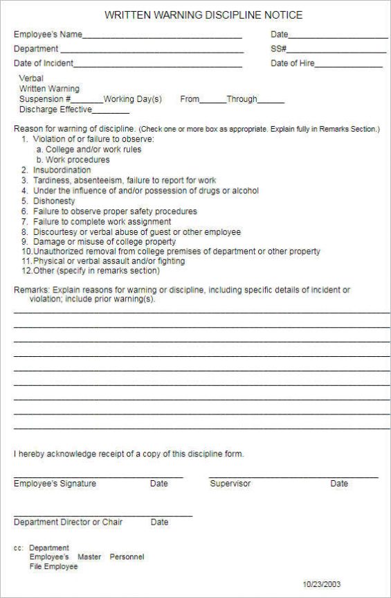 26+ Employee Write Up Form Templates - Free Word,