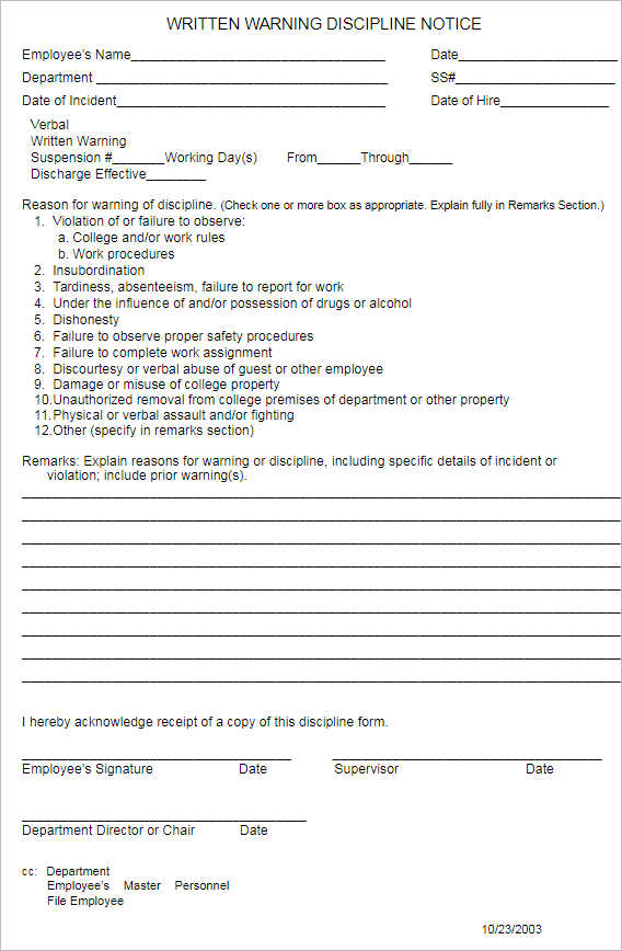 26+ Employee Write Up Form Templates - Free Word,