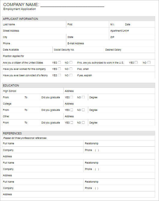 18+ Job Application Form Template Free Word, PDF, Excel Formats