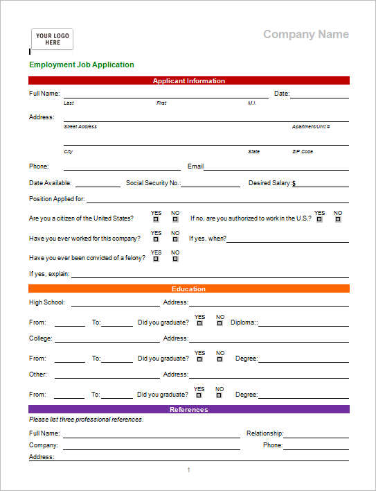 22+ Employment Application Form Template Free Word, PDF Formats