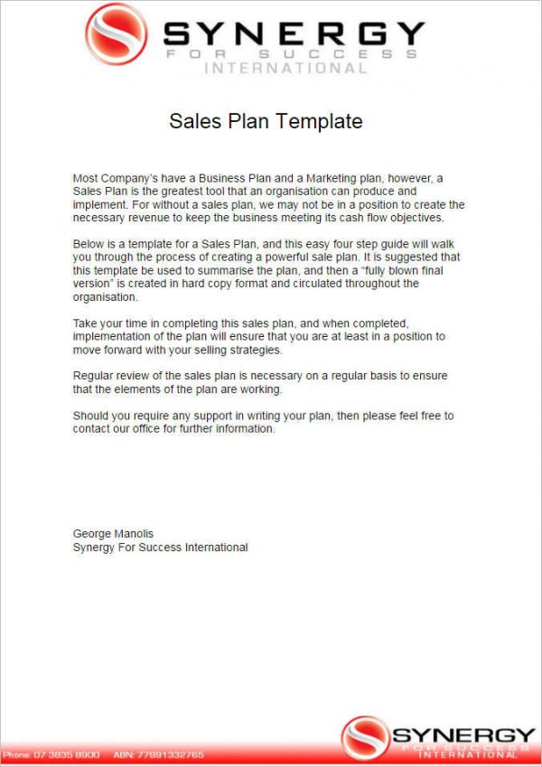 7+ Sales Plan Templates Free Word, Form, PDF Formats