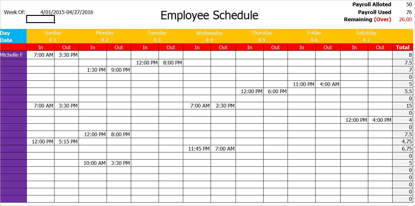 77+ Work Schedule Templates Free Word, Excel, PDF Formats