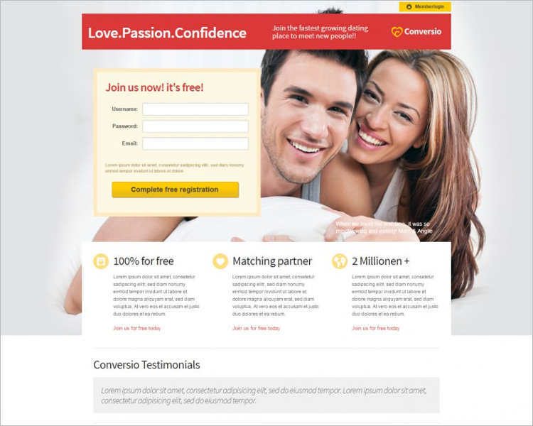 9+ Free Dating Landing Page Templates