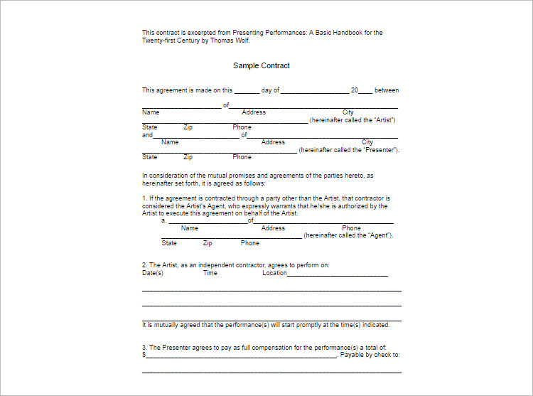 8+ Contract Templates Free Word, PDF, Doc Formats