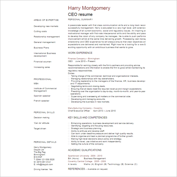 23+ Free Resume Example Templates Word Sample Formats