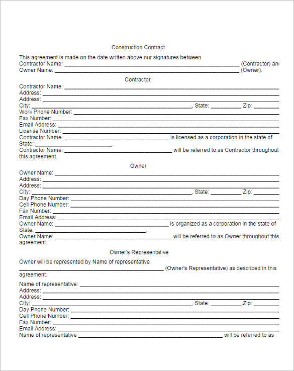 31+ Free Construction Contract Templates Doc, Word, PDF Samples