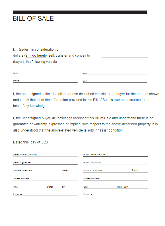 26+ Car Bill Of Sale Templates Free Word, PDF, Examples