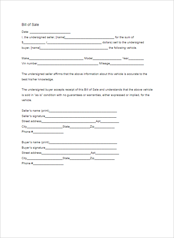 26+ Car Bill Of Sale Templates Free Word, PDF, Examples