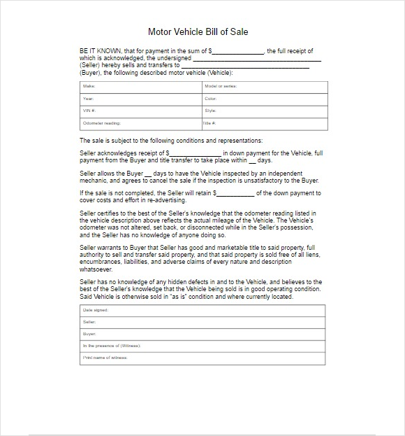 26+ Car Bill Of Sale Templates Free Word, PDF, Examples
