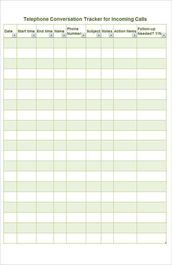 16+ Call Log Templates Free Word, Excel, PDF Formats