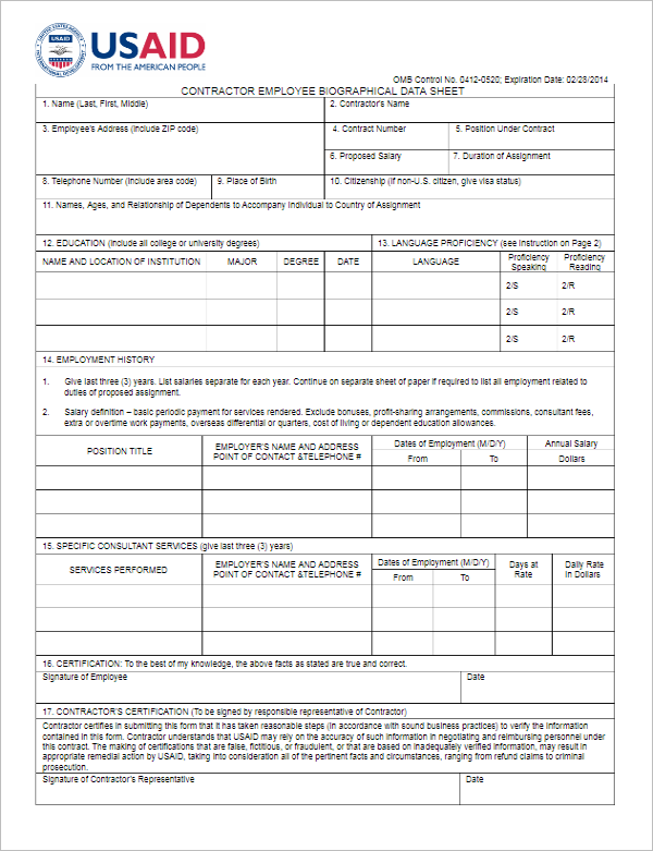 Biodata Form Sample Templates Free Word, PDF Examples