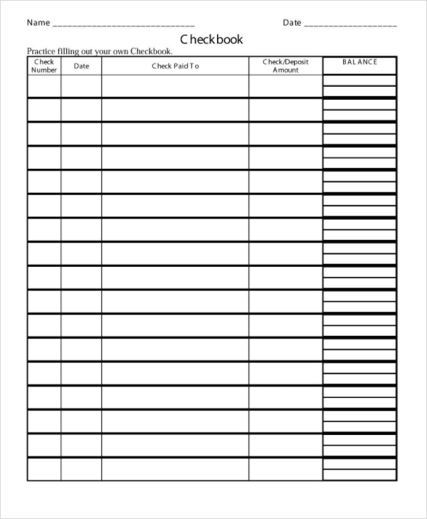 30+ Checkbook Register Templates Free PDF, Excel Format