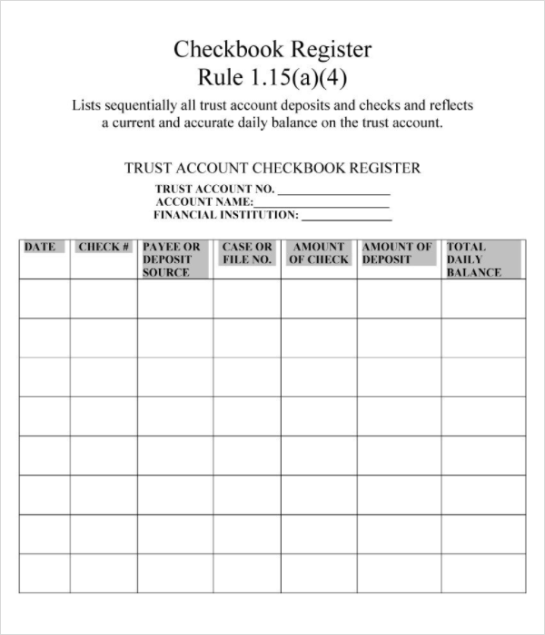 30+ Checkbook Register Templates Free PDF, Excel Format