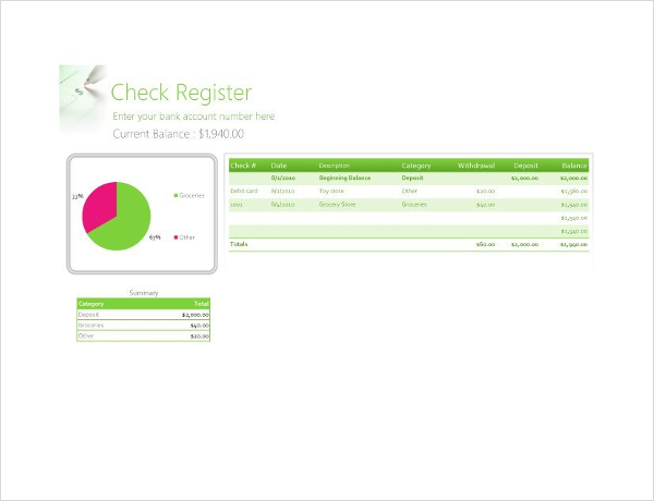 30+ Checkbook Register Templates Free PDF, Excel Format