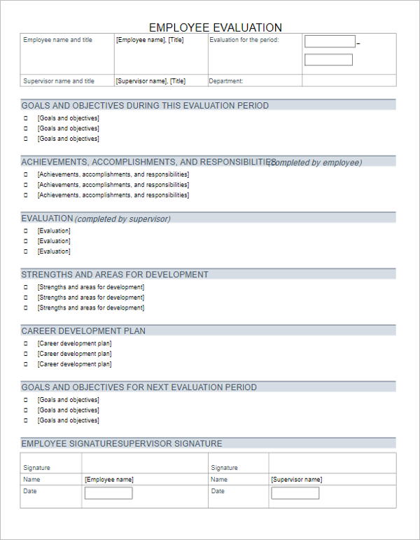 60+ Performance Evaluation Forms Templates Free Samples, PDF Format