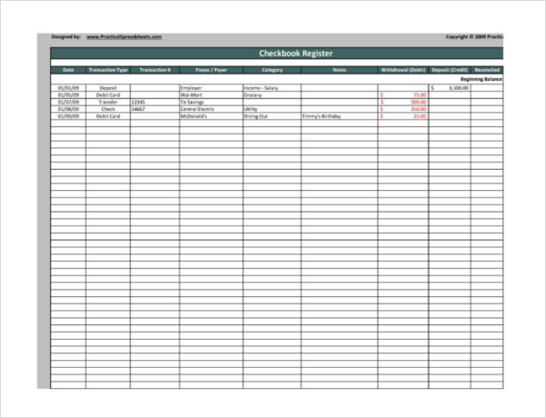30+ Checkbook Register Templates Free PDF, Excel Format
