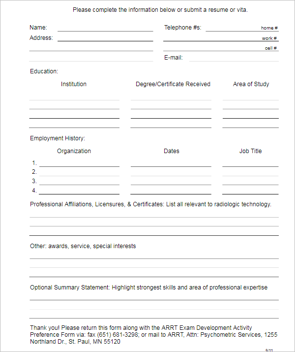Biodata Form Sample Templates Free Word, PDF Examples