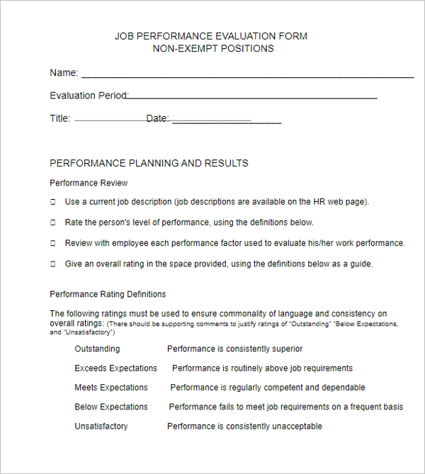 60+ Performance Evaluation Forms Templates Free Samples, PDF Format