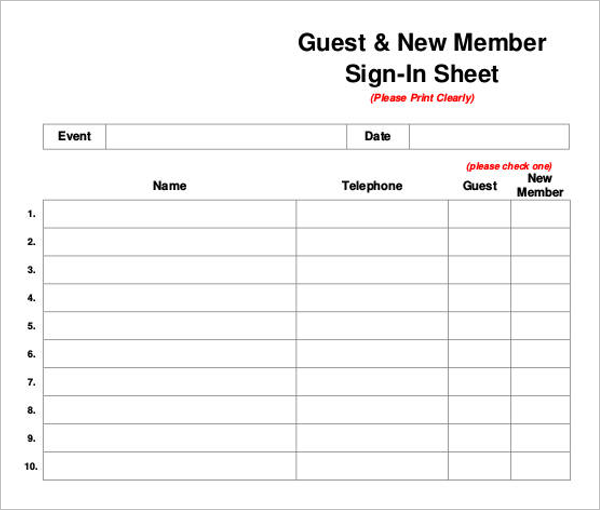 67+ Sign In Sheet Templates Free PDF, Excel Documents