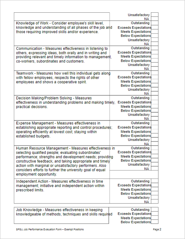 60+ Performance Evaluation Forms Templates Free Samples, PDF Format