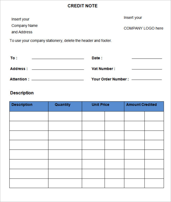 21+ Credit Note Templates Free Excel, PDF Formats