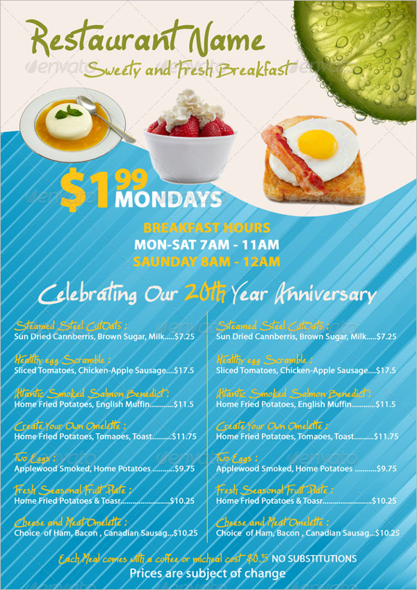 30+ Breakfast Menu Templates Free Sample Menu Card Ideas