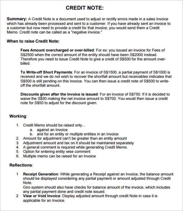 21+ Credit Note Templates Free Excel, PDF Formats