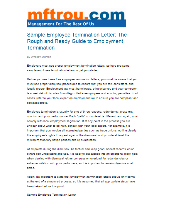 30+ Termination Letter Templates Free Word, Samples, Examples Formats