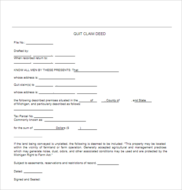 30+ Quit Claim Deed Form Templates Free PDF, Word Formats