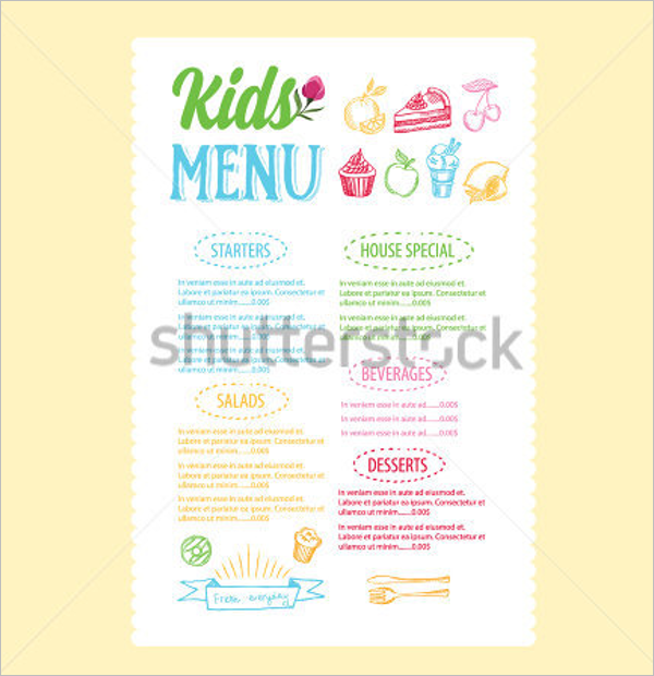 25+ Kids Menu Templates Free Design Ideas | Creativetemplate