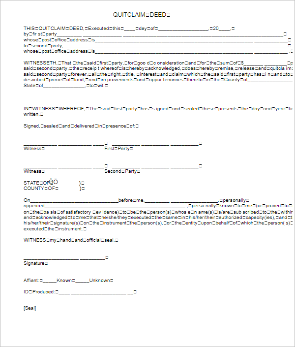 30+ Quit Claim Deed Form Templates Free PDF, Word Formats