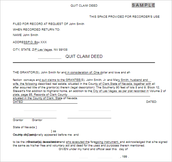 30+ Quit Claim Deed Form Templates Free PDF, Word Formats
