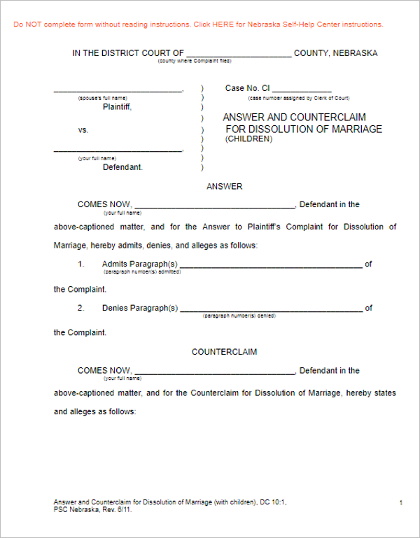 107 Free Divorce Papers Templates Pdf Samples Examples