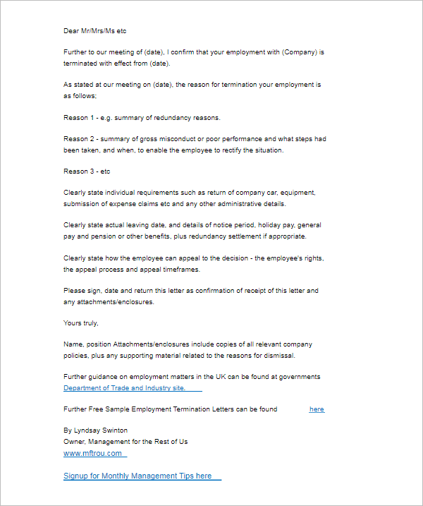 30+ Termination Letter Templates Free Word, Samples, Examples Formats
