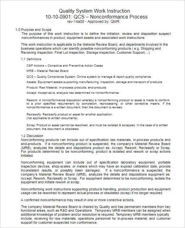 20+ Free Work Instruction Templates Word, Excel, PDF Samples